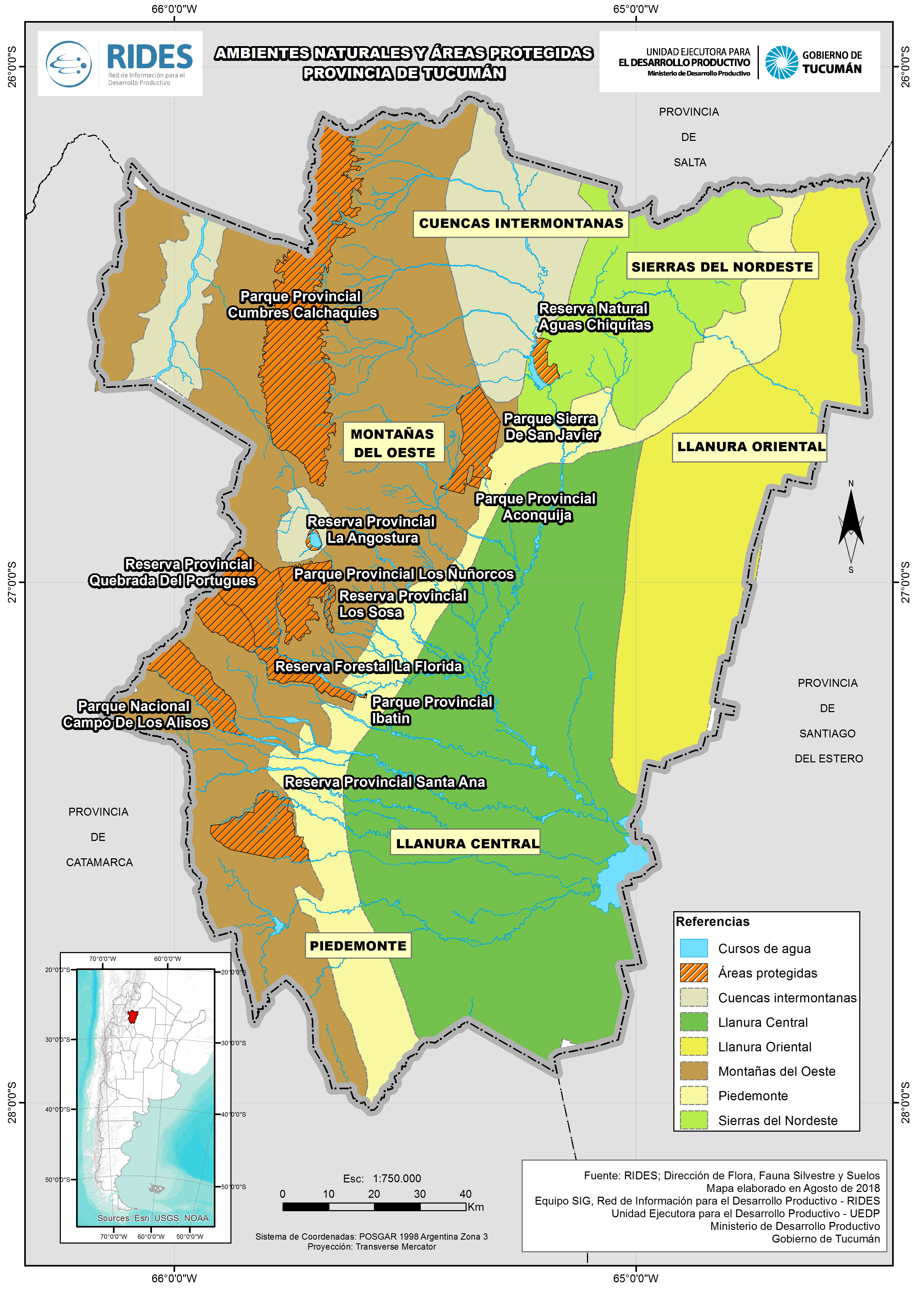 Ambientes naturales y áreas protegidas - RIDES : Mapas Tematicos : RIDES